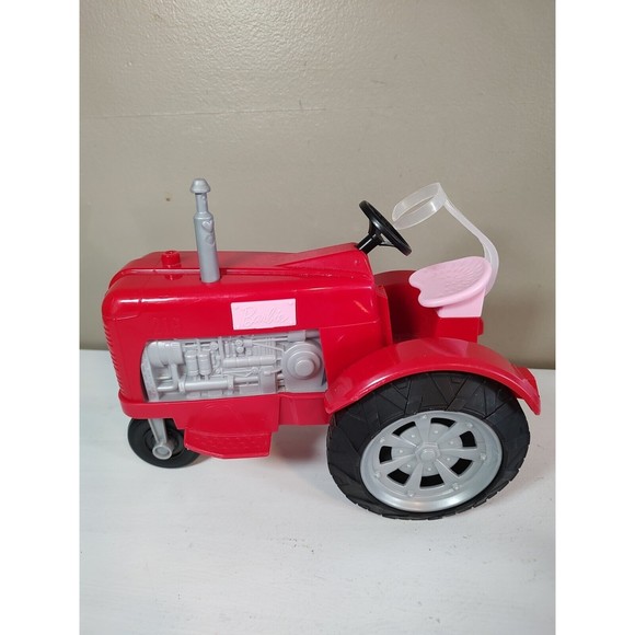 Mattel | Toys | Barbie Red Tractor With Pink Logo And Seat Farm Vehicle ...